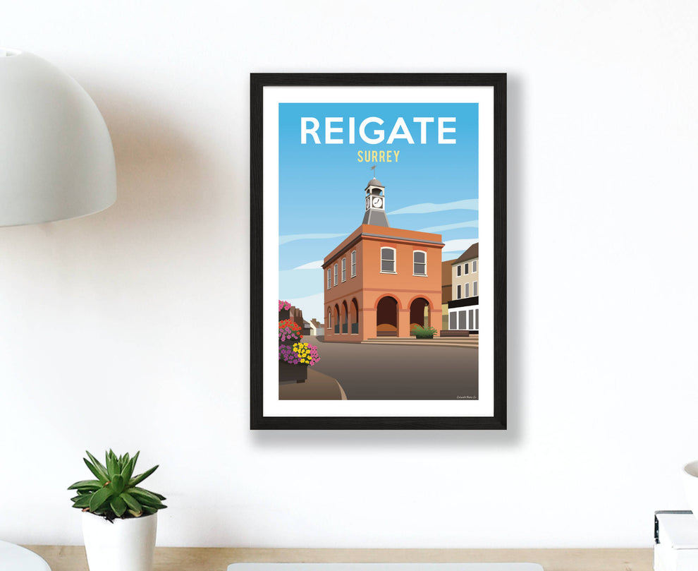 Reigate Poster – Art Print Old Town Hall Surrey – Cotswold Poster Co
