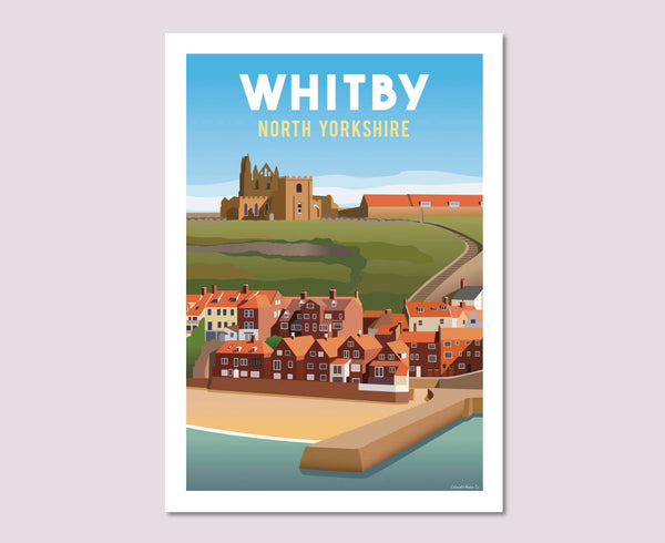 Whitby Poster – Art Print Abbey Steps Beach Town Yorkshire – Cotswold ...