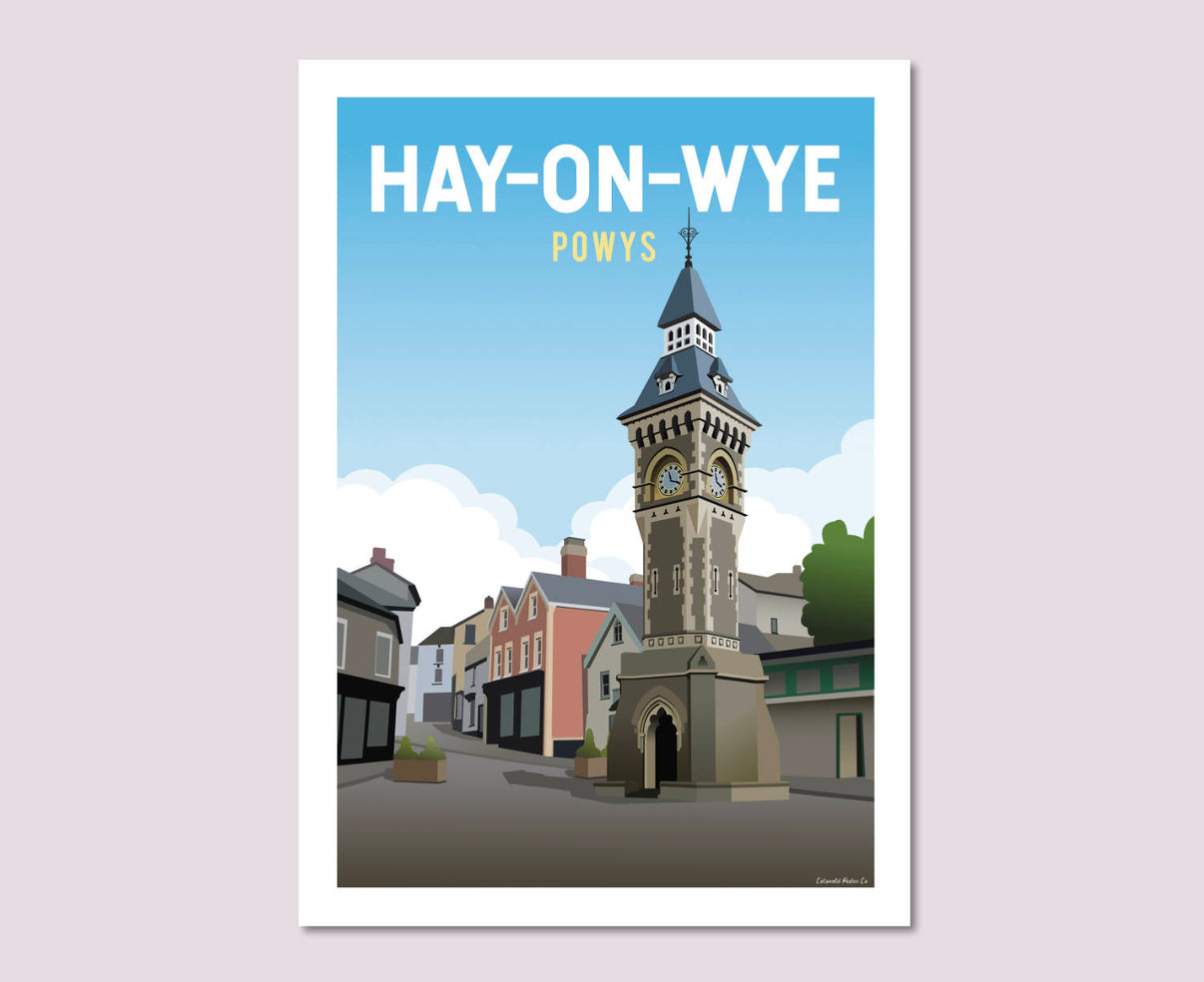 Hay on Wye Poster – Art Print Clock Tower Town Powys Herefordshire ...
