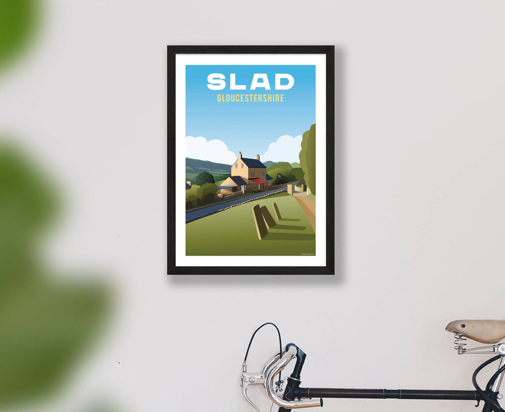 Slad Poster – Art Print Cotswold Village Pub Stroud Valley – Cotswold ...
