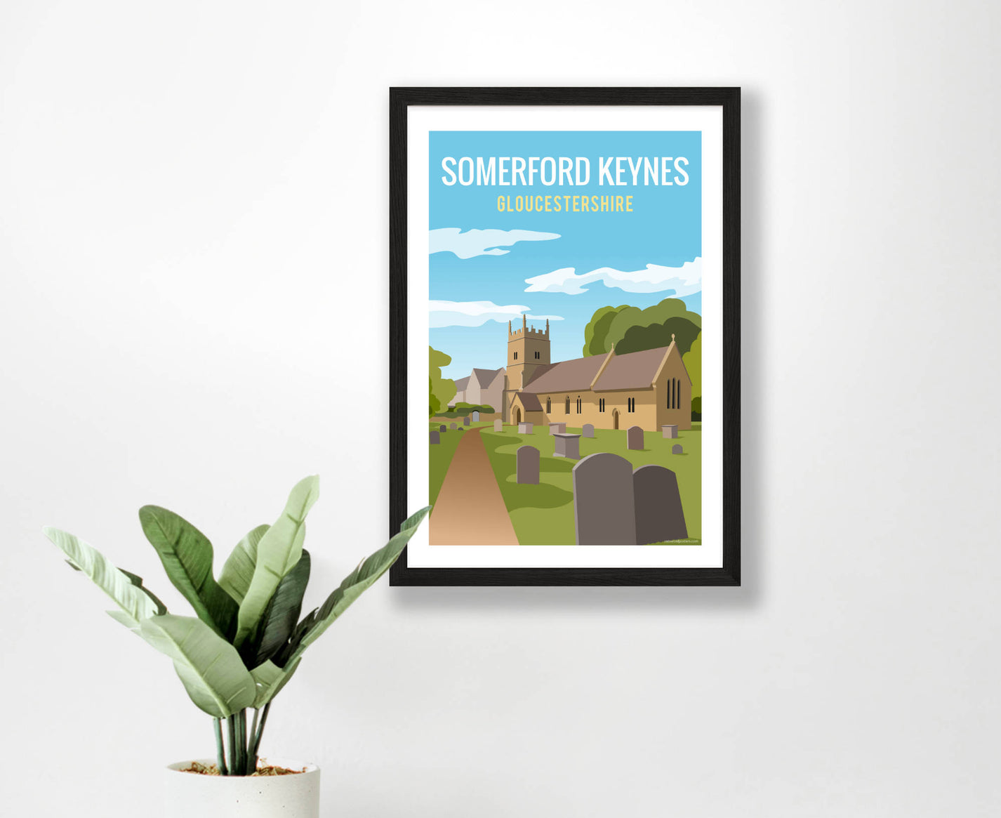 Somerford Keynes Poster – Art Print Cotswold Village Church – Cotswold ...