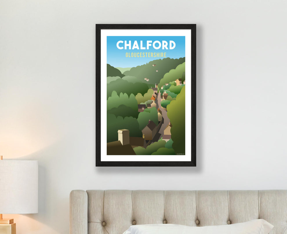Chalford Poster – Art Print Chalford Hill Houses Stroud Valley ...