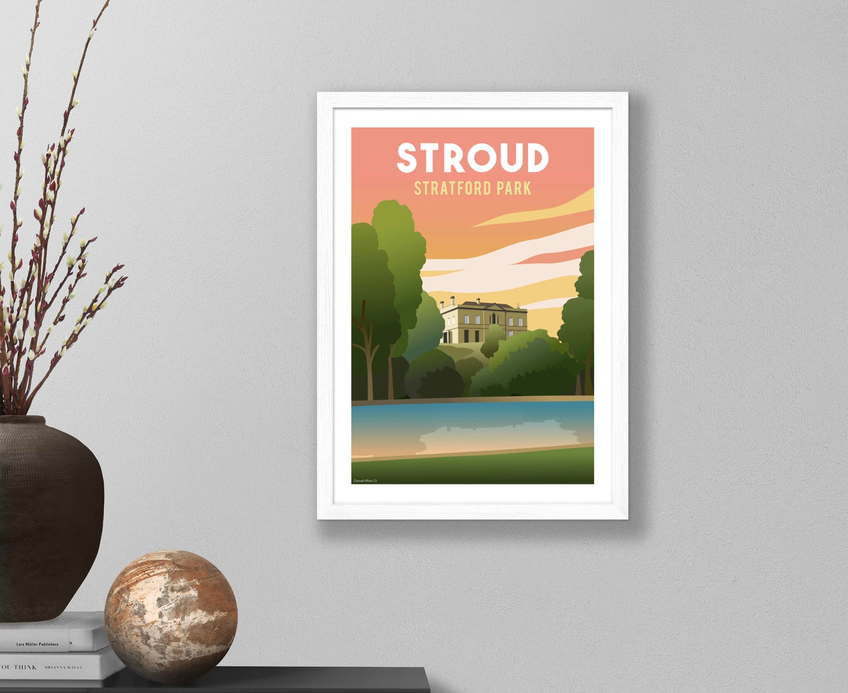Stroud Stratford Park Poster – Art Print Museum Lake Sunset – Cotswold ...