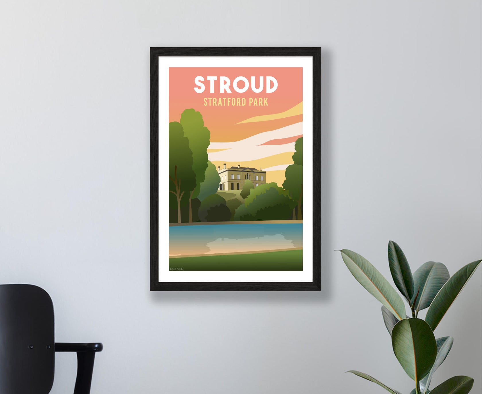 Stroud Stratford Park Poster – Art Print Museum Lake Sunset – Cotswold ...