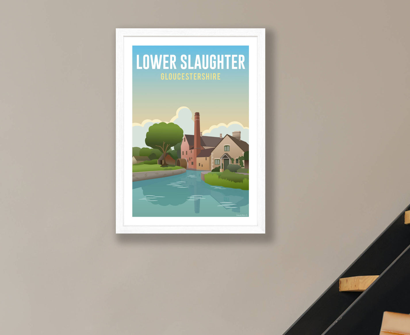 Lower Slaughter Poster – Art Print River Mill Cotswold Village ...