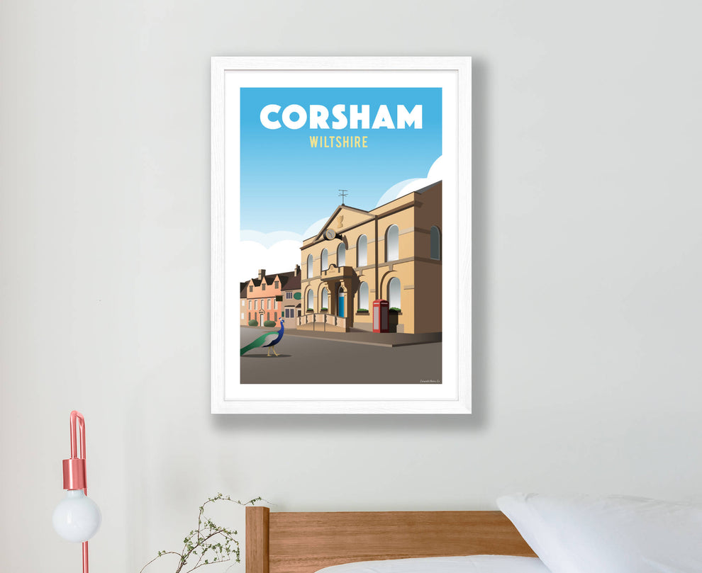 Corsham Poster – Art Print Town Hall Street Peacock Wiltshire ...