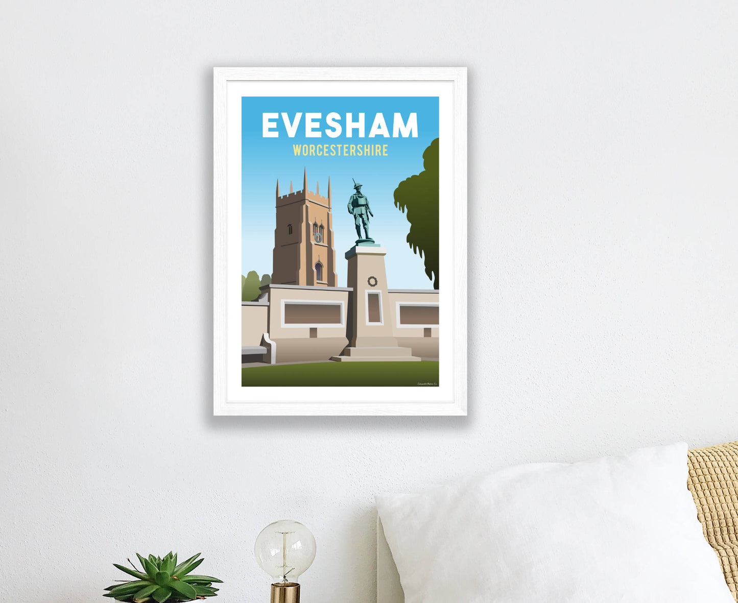 Evesham Poster – Art Print Park War Memorial Statue Abbey Tower ...
