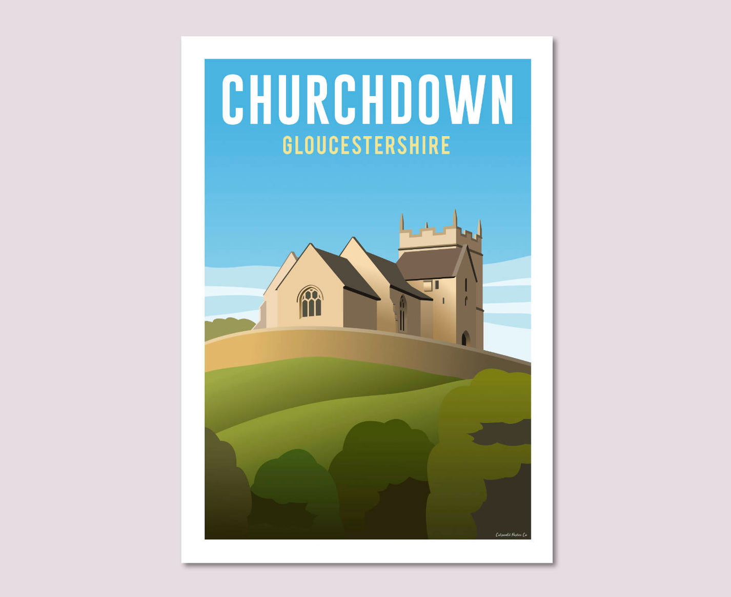 Churchdown Poster – Art Print Chosen Hill Church Gloucester – Cotswold ...
