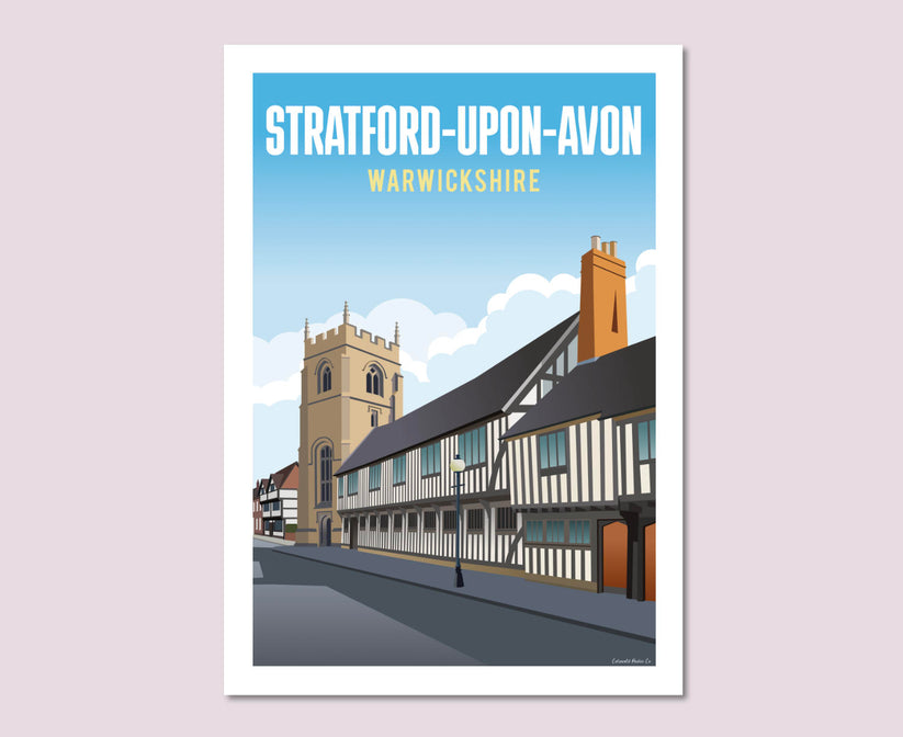 Stratford-Upon-Avon Poster – Art Print Shakespeare Tudor Architecture ...