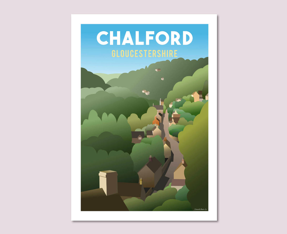 Chalford Poster – Art Print Chalford Hill Houses Stroud Valley ...