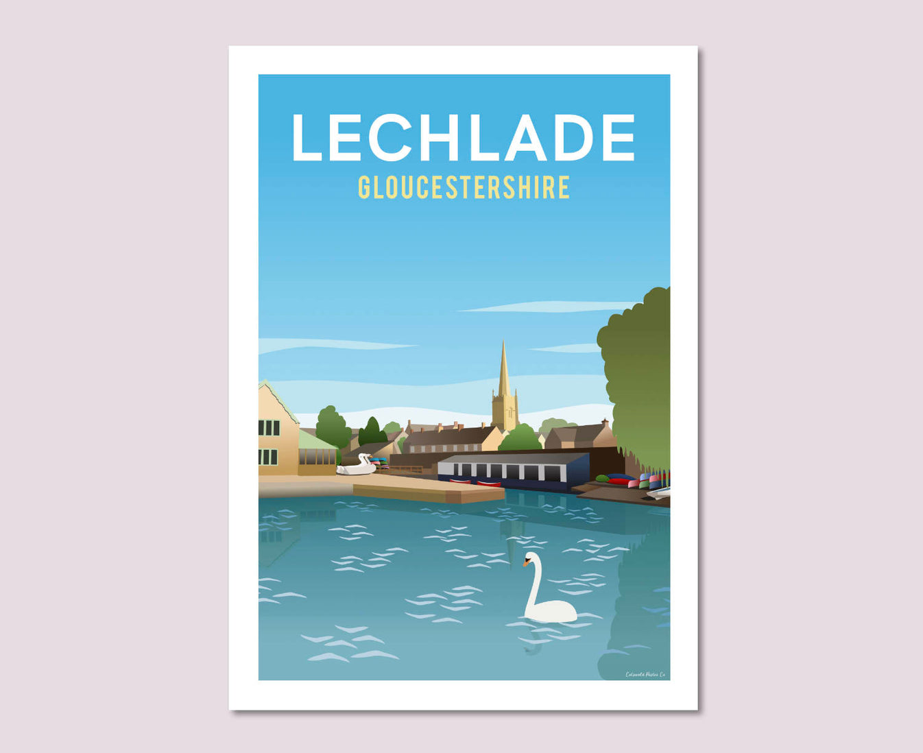 Lechlade Poster – Art Print Riverside Cotswold Town River Thames ...
