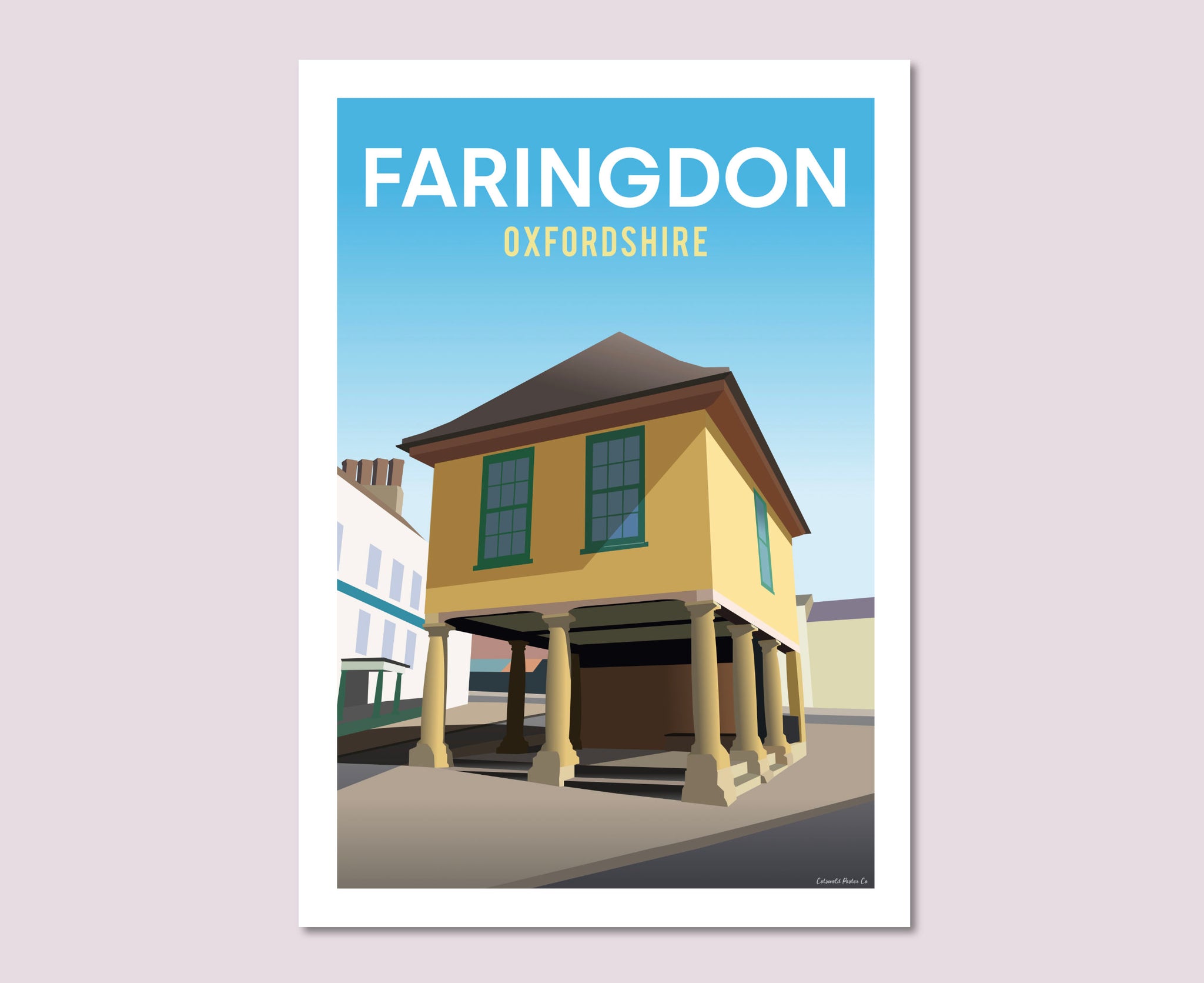 Faringdon Poster – Art Print Town Market Hall Oxfordshire Vintage ...