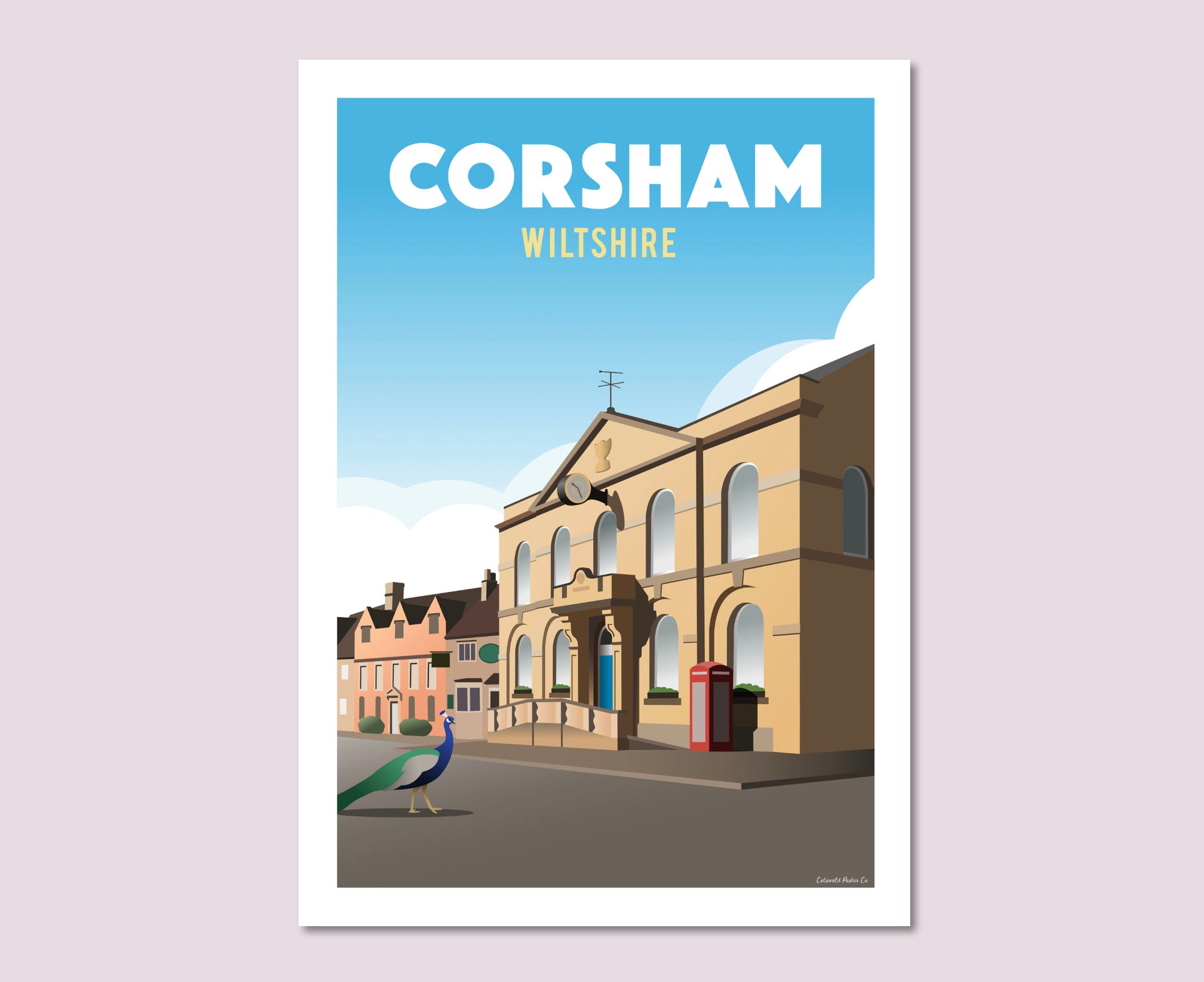 Corsham Poster – Art Print Town Hall Street Peacock Wiltshire ...